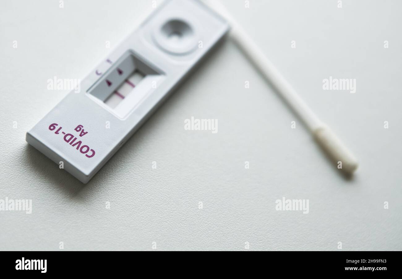 Rapid antigen detection test (RADT) with COVID-19 Ag inscription and ...