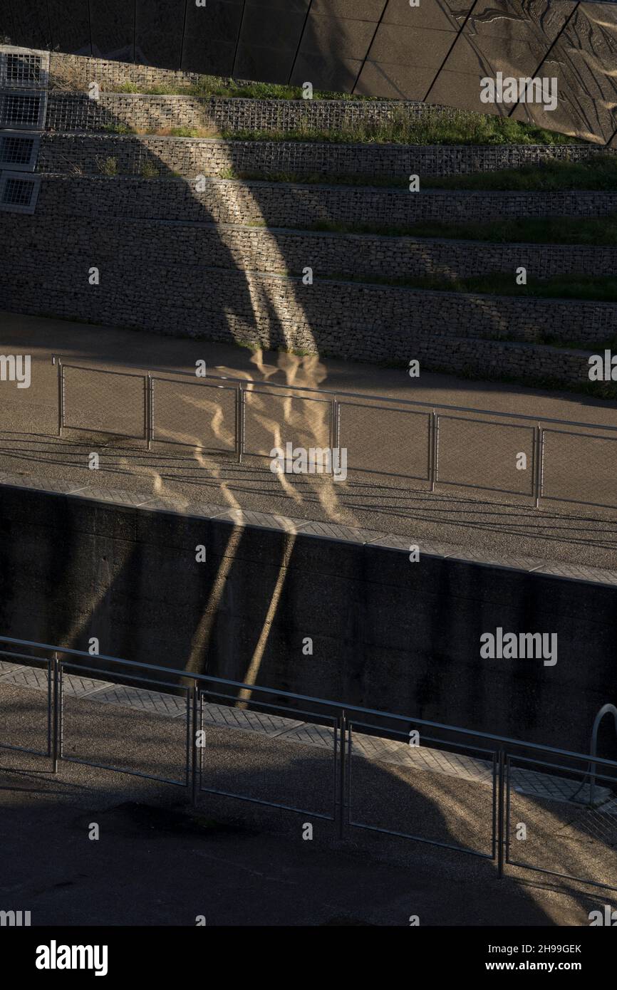 Reflections by lock in canal in the Olympic Park in London,England,UK ...