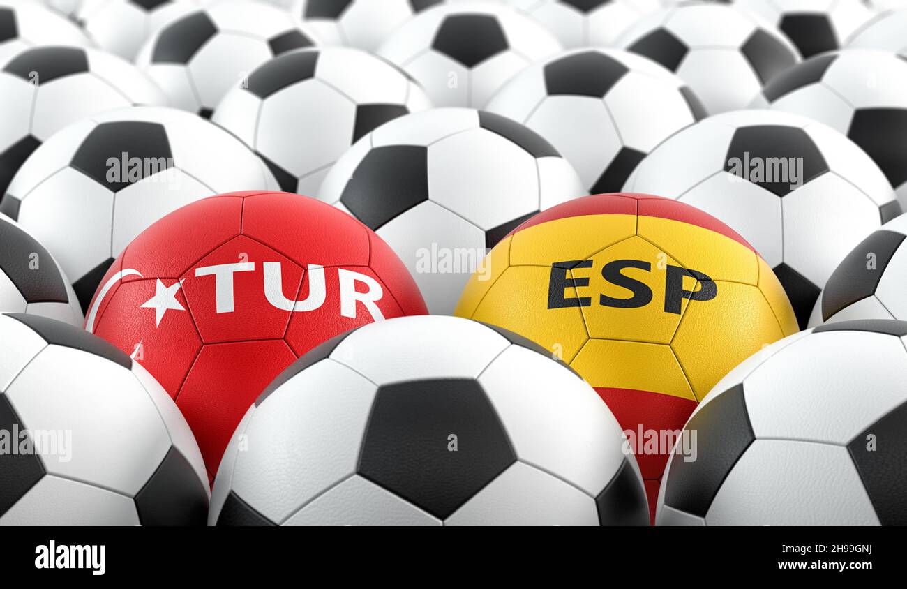 Turkey vs. Spain Soccer Match - Leather balls in Turkey and Spain ...