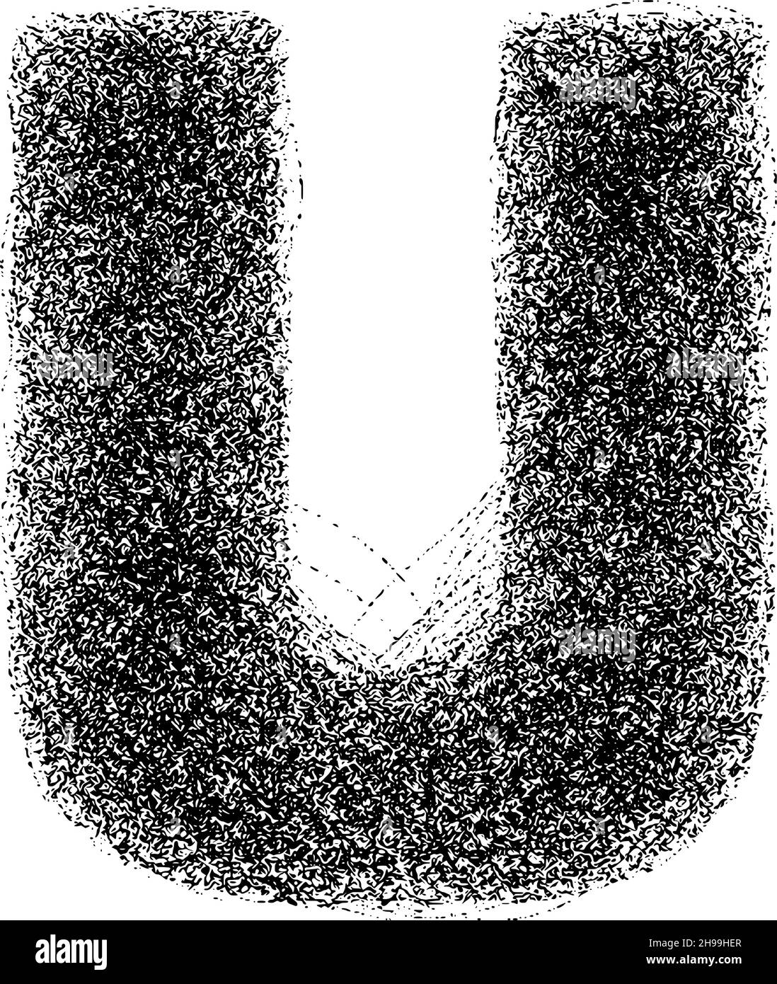 Decorative letter u made of particles isolated on white background ...