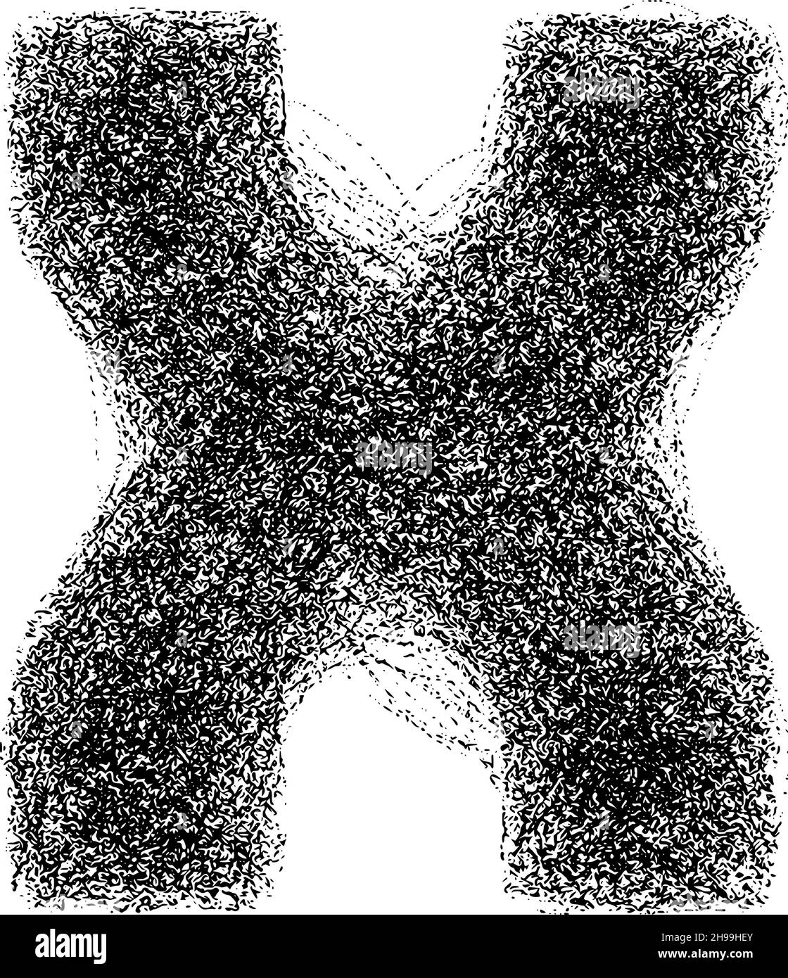 Decorative letter x made of particles isolated on white background ...