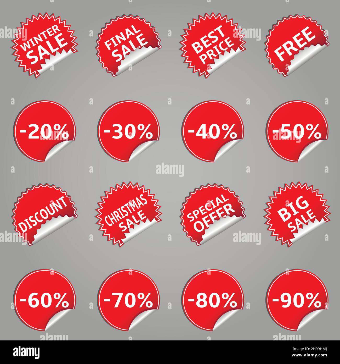 Set of red sale stickers. red sale banners, labels, tags Stock Vector ...