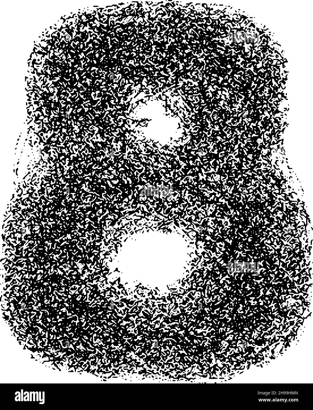 Decorative number 8 made of particles isolated on white background ...