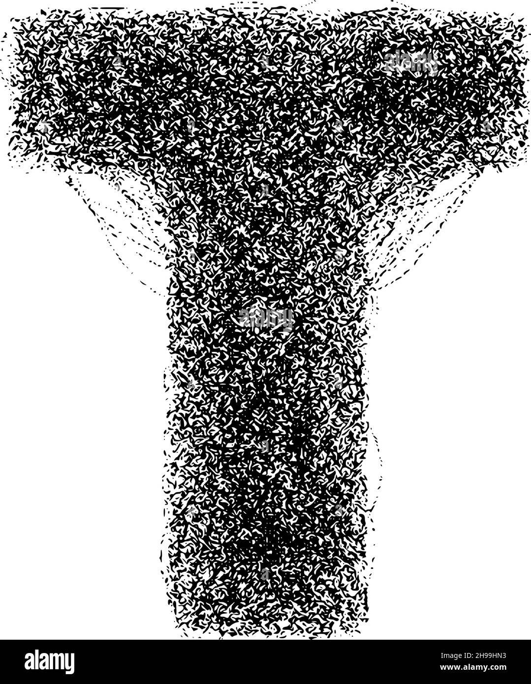 Decorative letter t made of particles isolated on white background ...