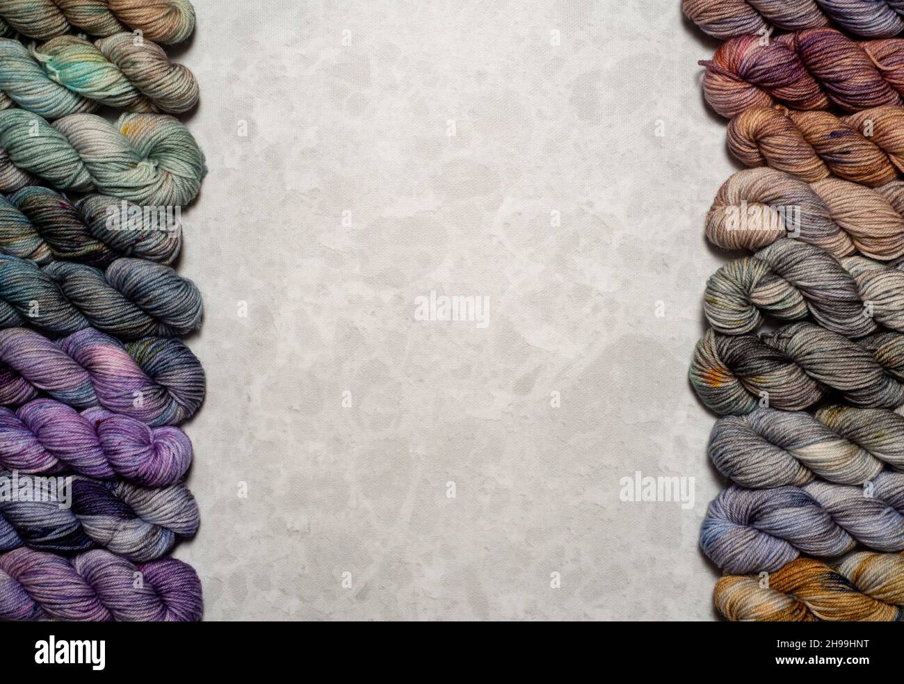 Colored skeins of yarn. View from above. Gradient of colors, Advent kit ...