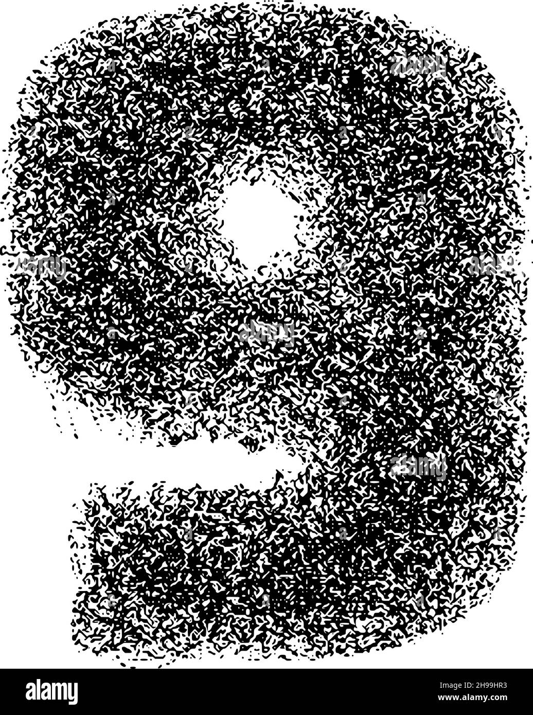 Decorative number 9 made of particles isolated on white background ...