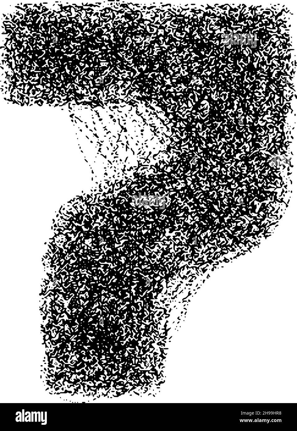 Decorative number 7 made of particles isolated on white background ...