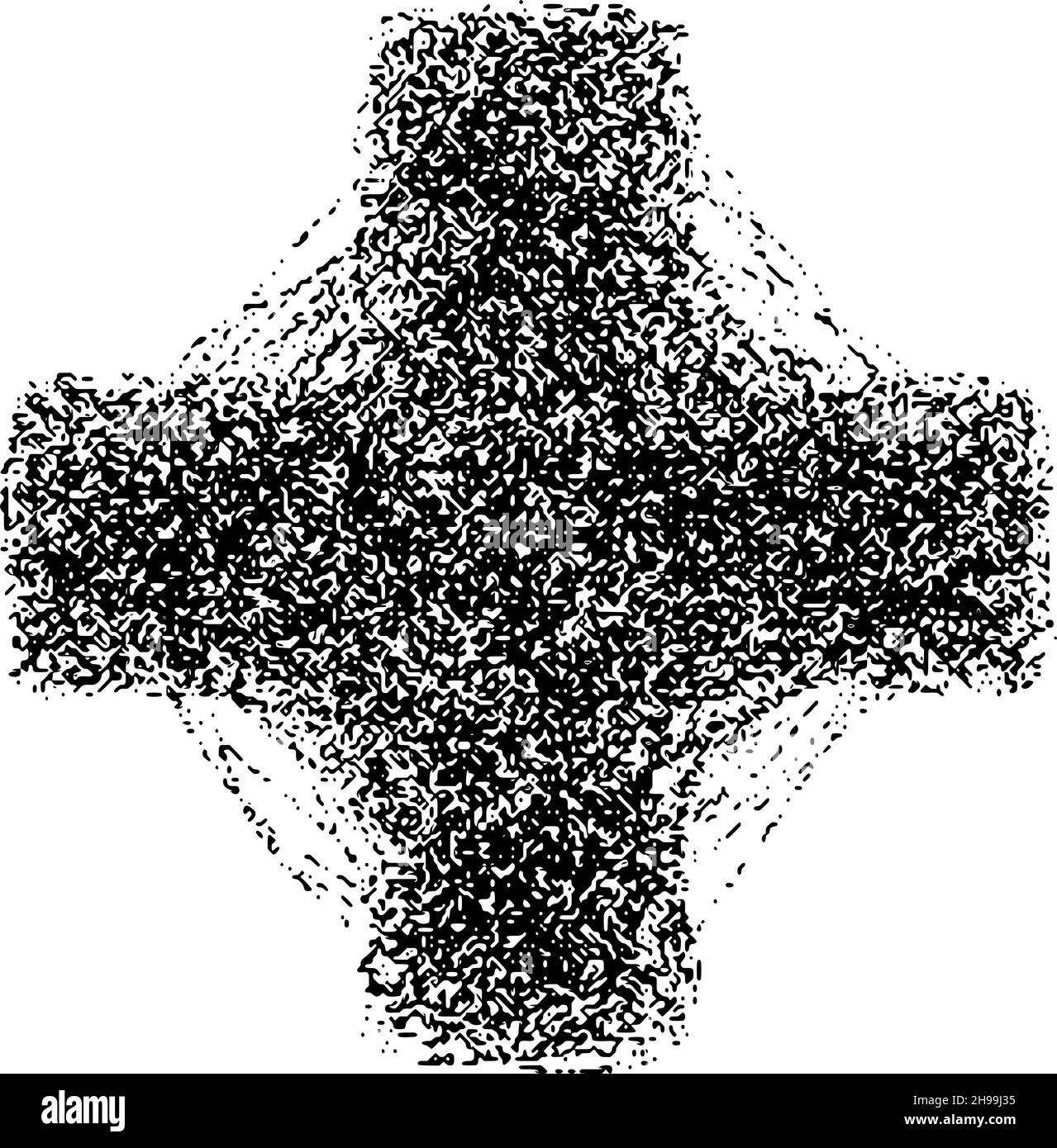Plus symbol made of particles isolated on white background. Vector ...