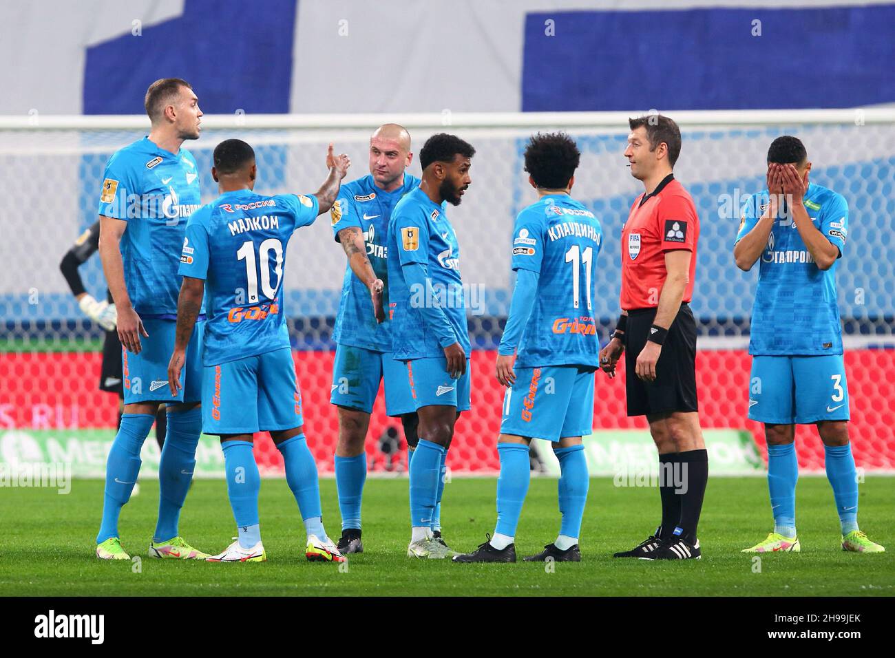 Saint Petersburg, Russia - 03 December 2021: Football. Russian Premier League 2021-2022. Zenit ...
