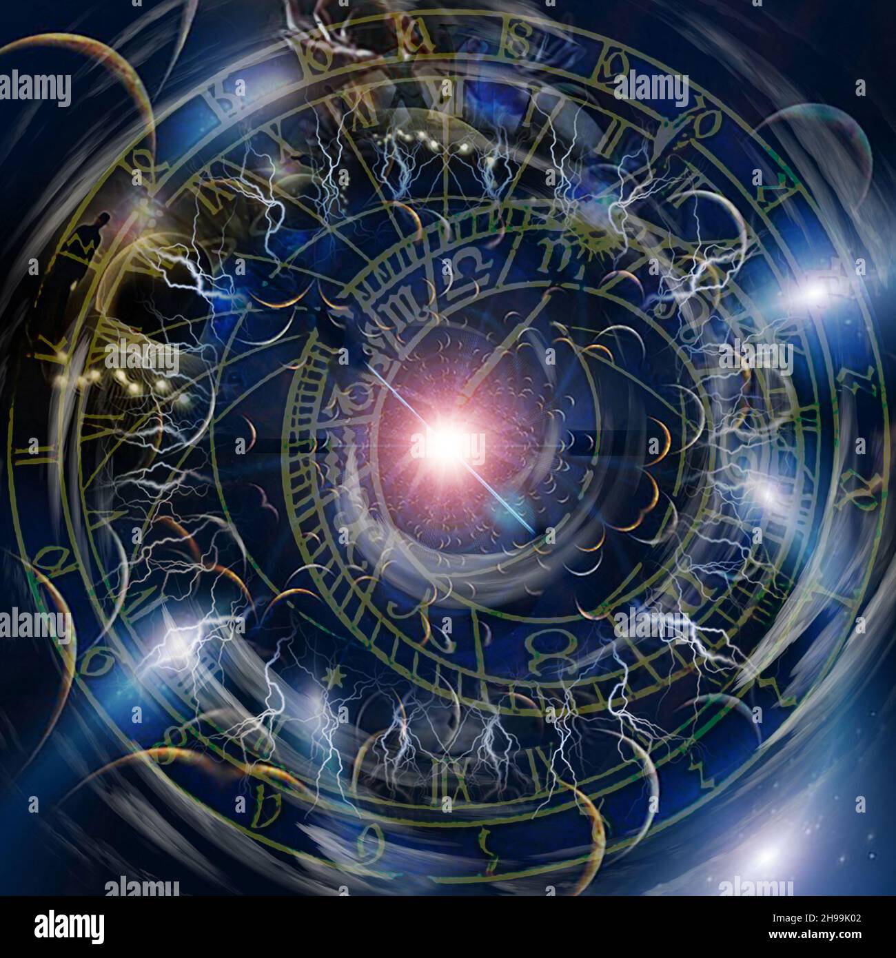 Zodiac clock collage. 3D rendering Stock Photo - Alamy