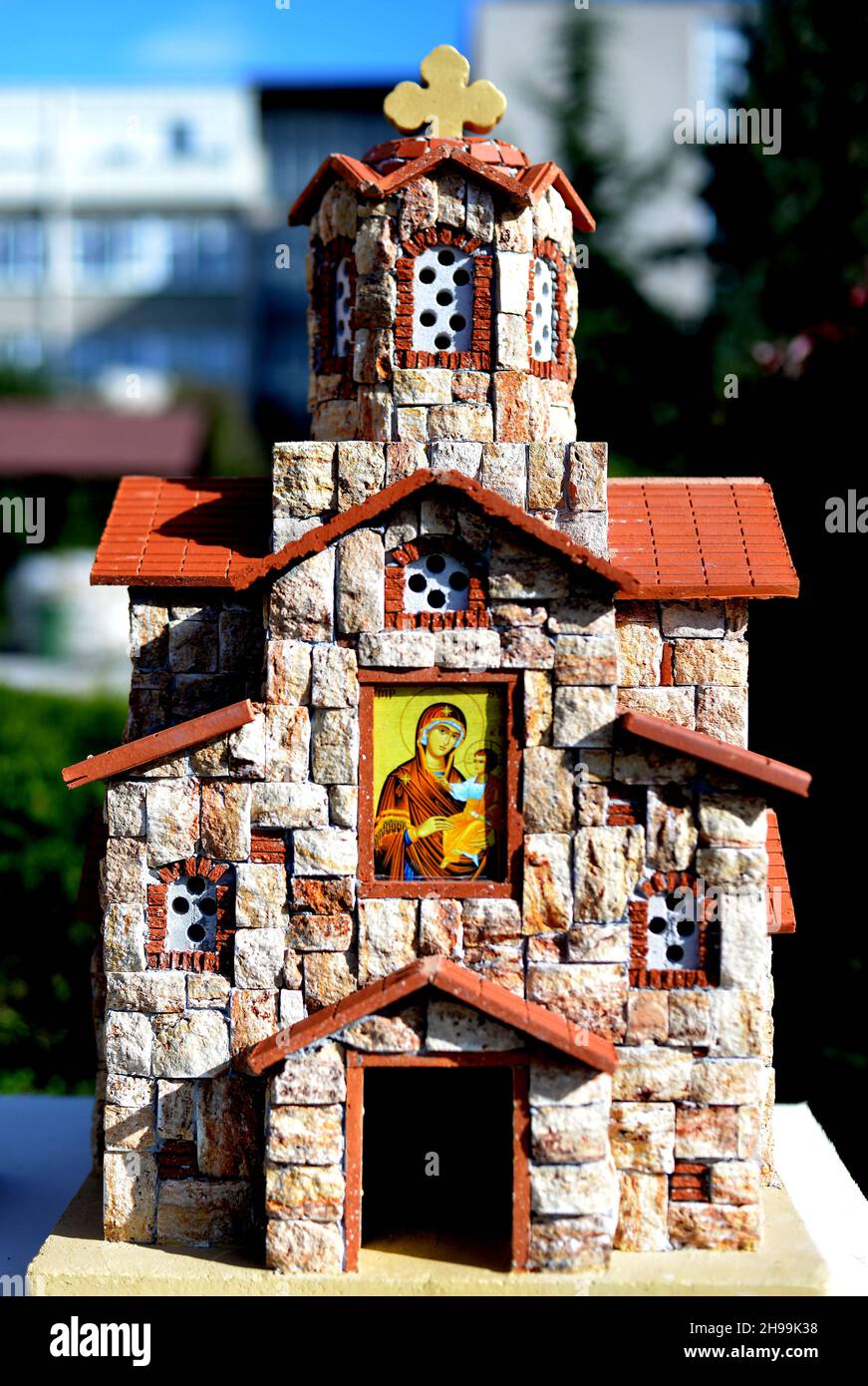 A vertical shot of a scale model of a church Stock Photo - Alamy