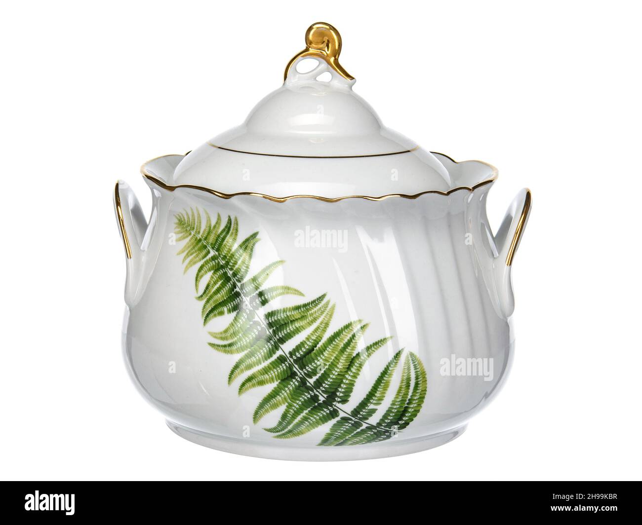 Classic Vintage ceramic porcelain soup tureen on white. Dishes pot vase ...