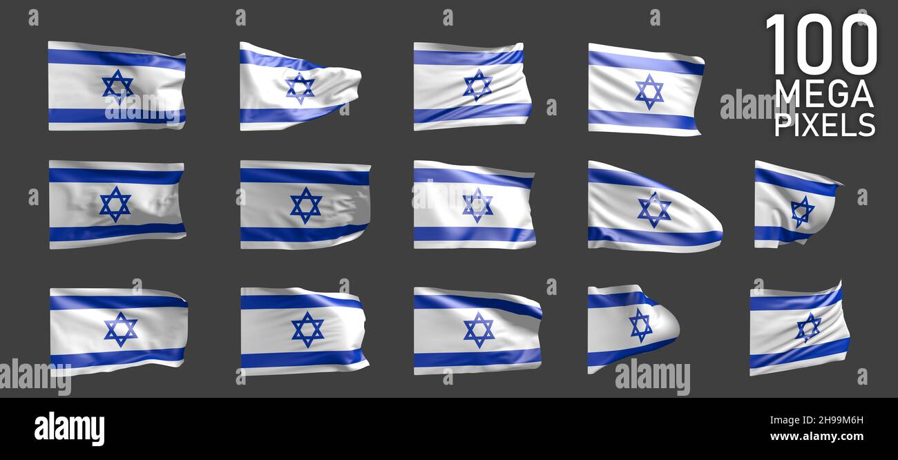 Israel flag isolated - different realistic renders of the waving flag ...
