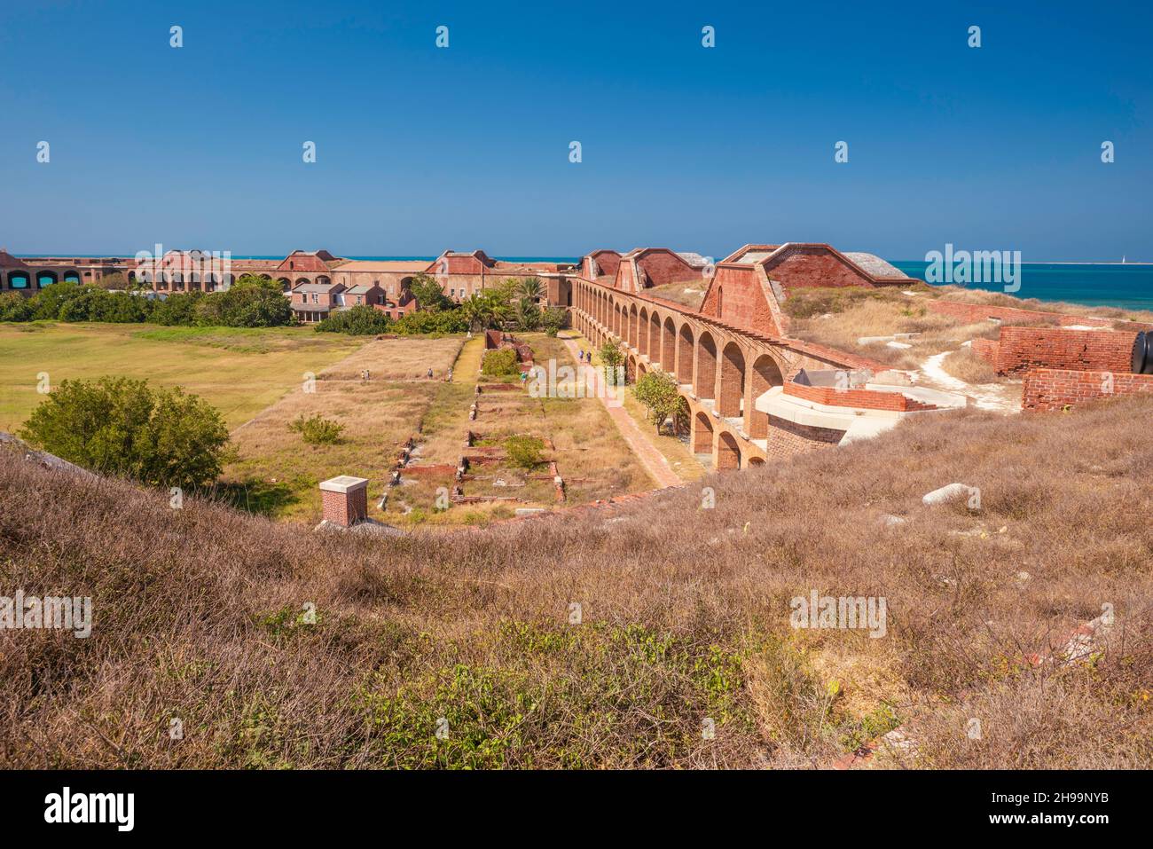 Looking onto the parade ground from the parapet. Dry Tortugas National ...