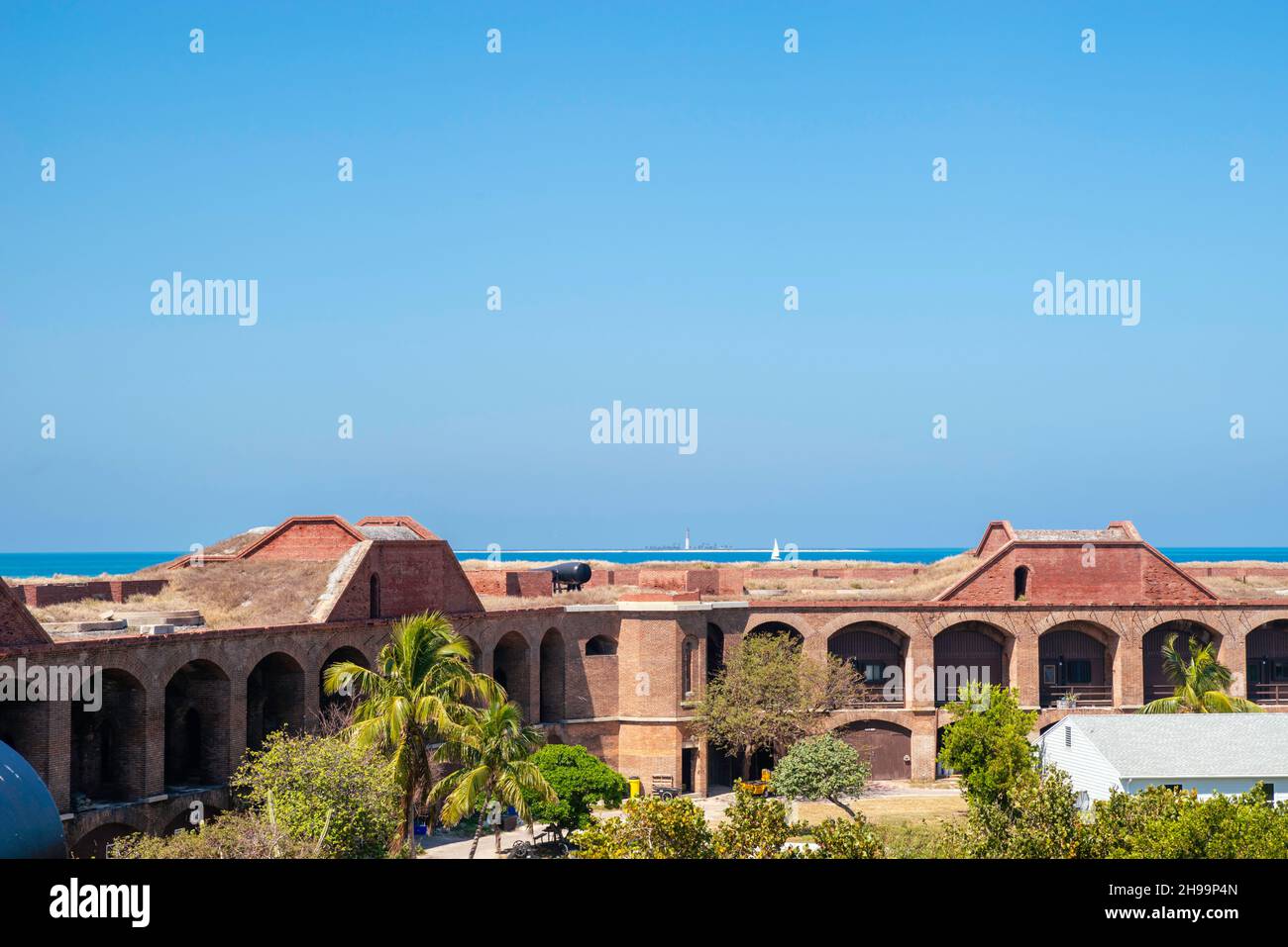 Looking onto the parade ground from the parapet with Loggerhead Key in ...