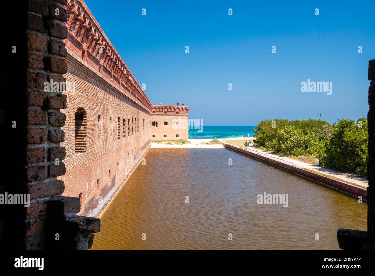 Fort exterior and north swimming area. Dry Tortugas National Park, off ...