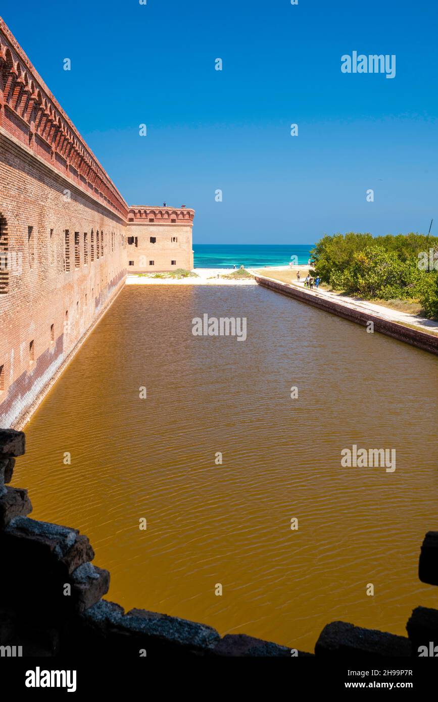 Fort exterior and north swimming area. Dry Tortugas National Park, off ...
