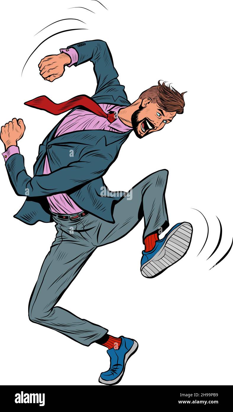 a young man dancing, stylish clothes. Freedom and fan, love of music ...