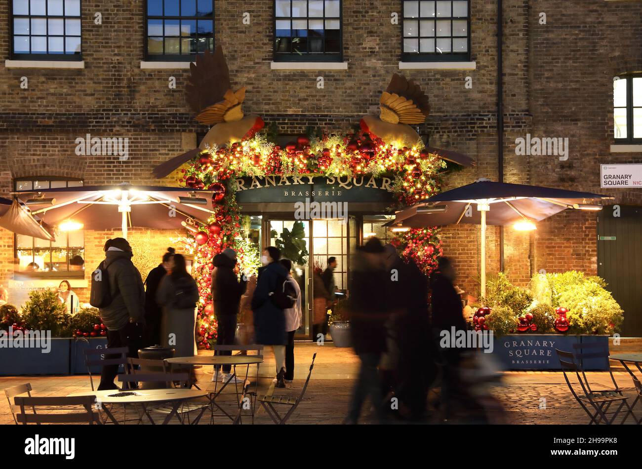Granary Square Brasserie at Christmas 2021, at Kings Cross, London, UK ...