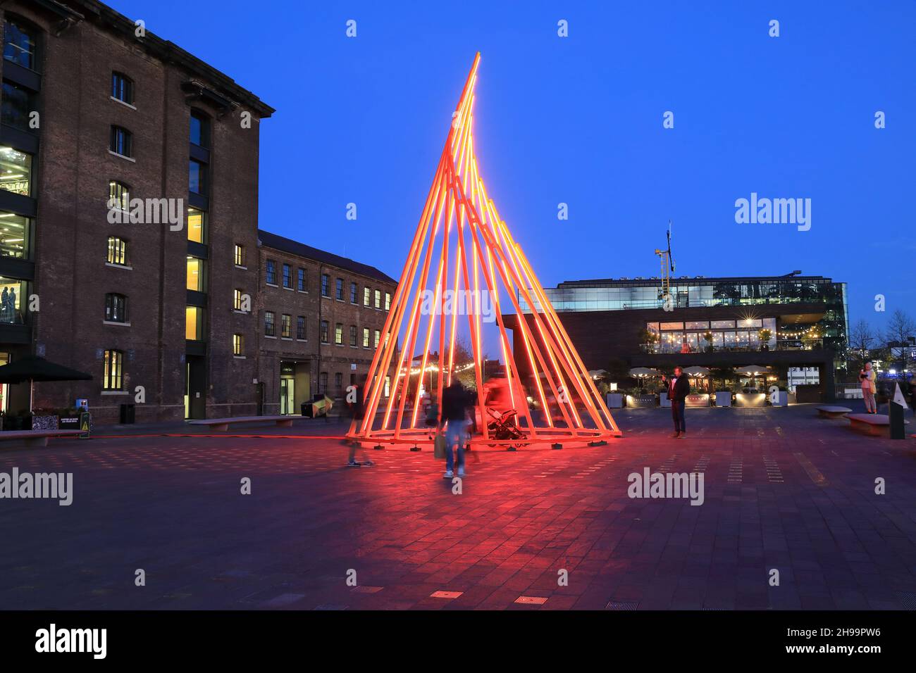 The 2021 Christmas tree on Granary Square, titled Temenos, and designed ...