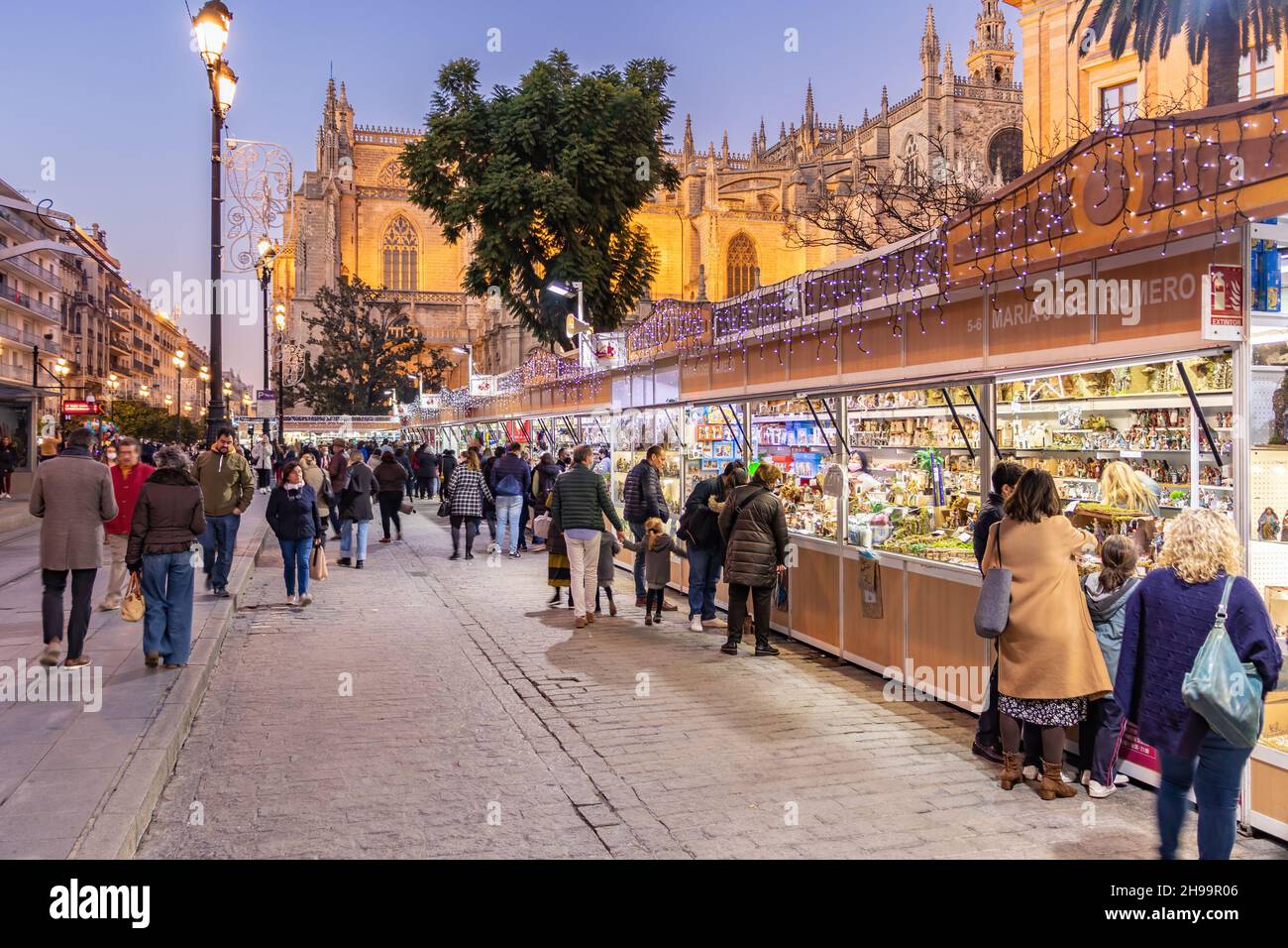 Seville, Spain - December 03, 2021: Christmas market around Seville ...
