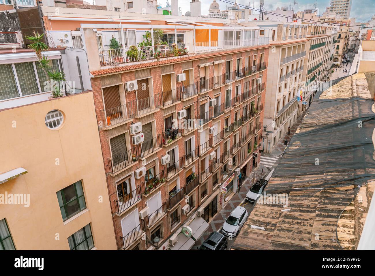 Rooftop view at old town street, morning time, sunny day, ALICANTE ...