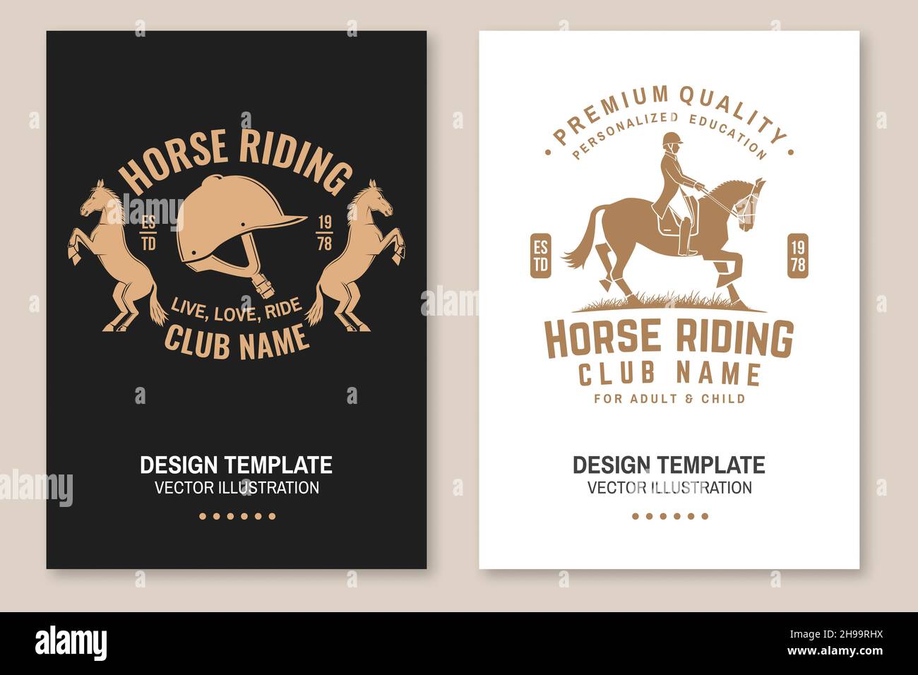 Set of Horse riding sport club flyer, brochure, banner, poster. Vector ...