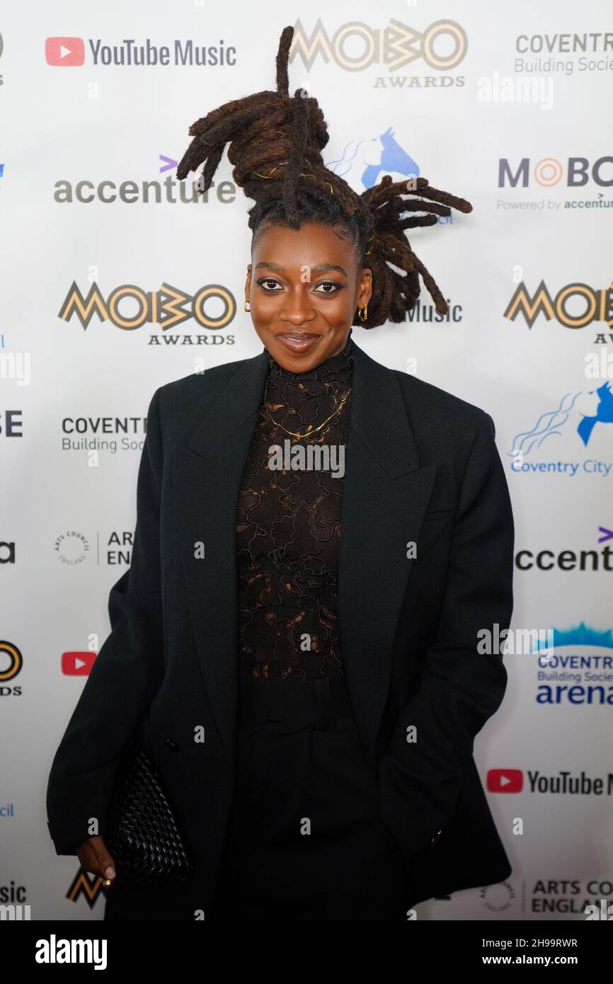 Rapper Little Simz arriving for the Mobo Awards at Coventry Building ...