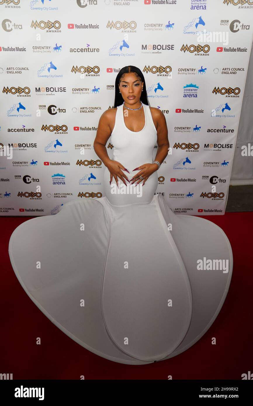 Rapper Stefflon Don arriving for the Mobo Awards at Coventry Building ...