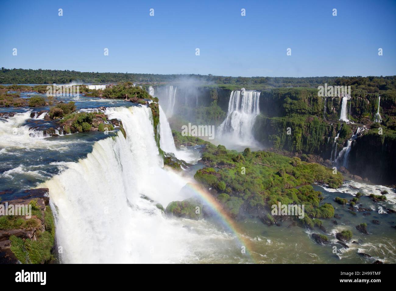 An aerial view of waterfalls with a rainbow over it Stock Photo - Alamy