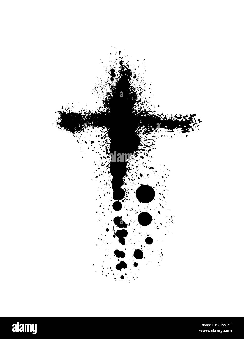 Hand drawn black grunge cross icon, simple Christian cross sign, hand ...