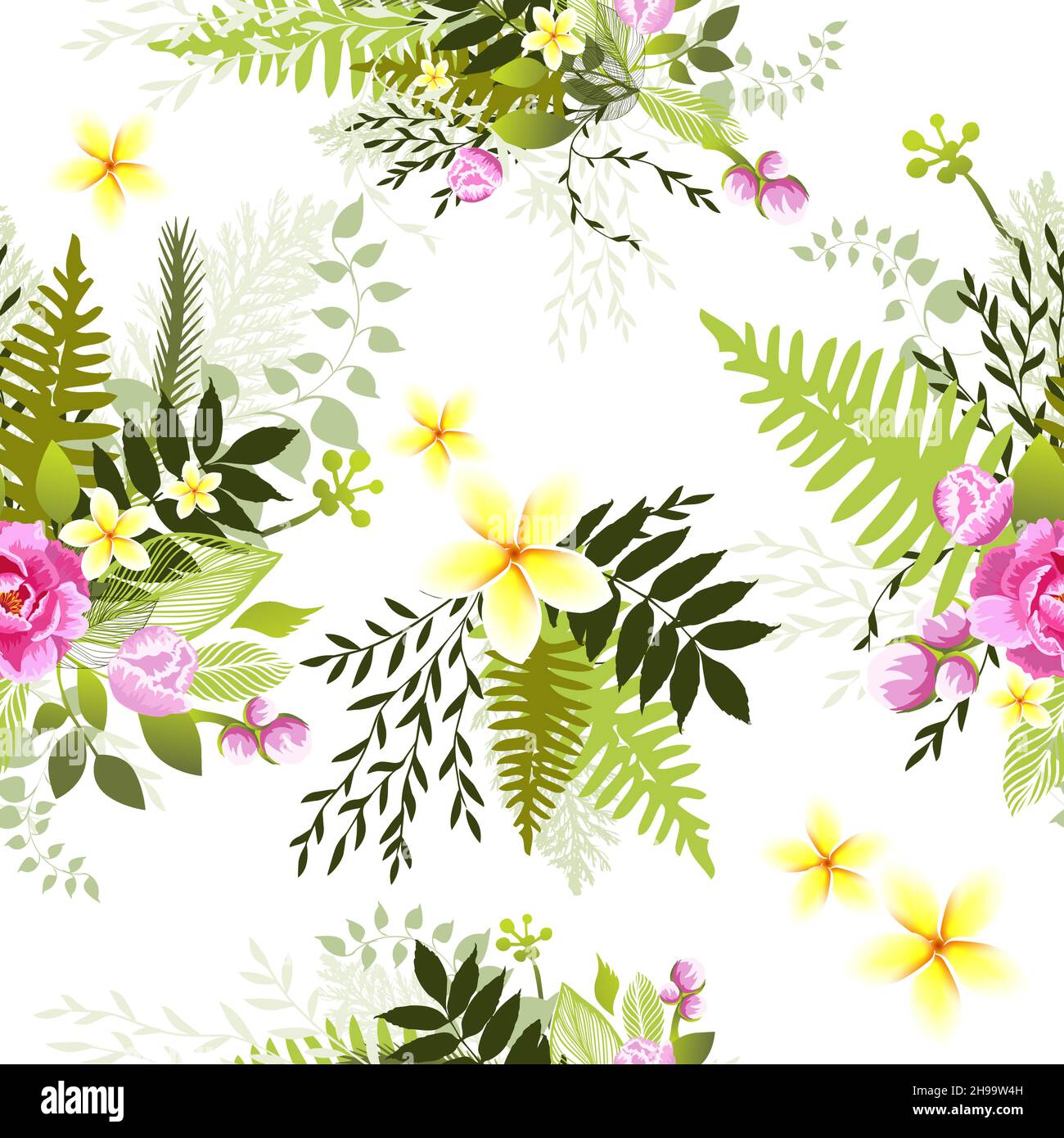 Beautiful seamless background with different flower. Vector ...