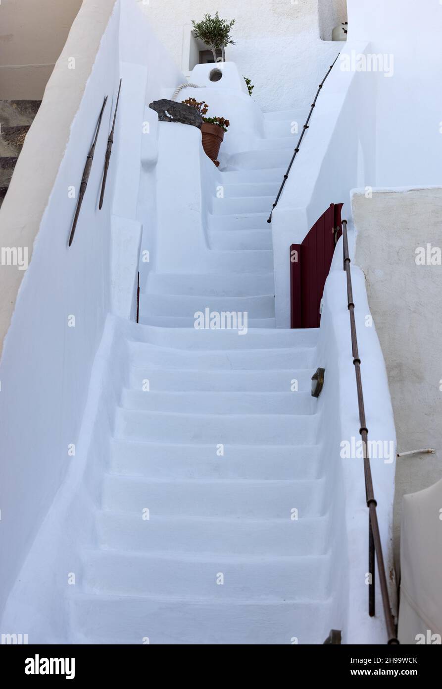 Narrow stone steps, a traditional piece of architecture on the island ...