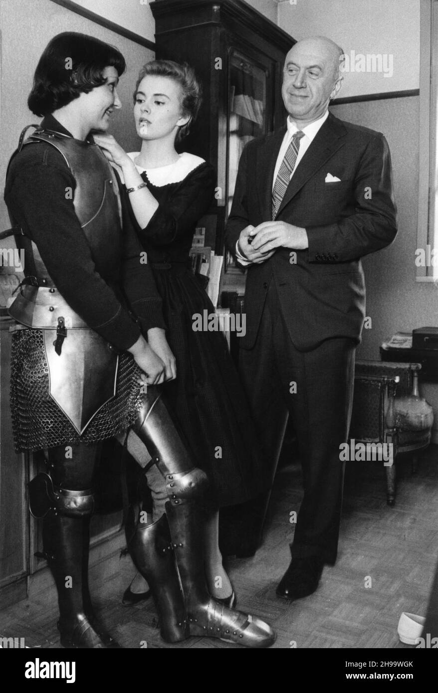 JEAN SEBERG and Director OTTO PREMINGER checking Armour during ...
