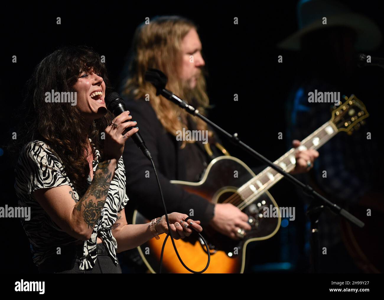 Lilly Hiatt (L) and Devon Allman (R) perform during the fifth annual ...