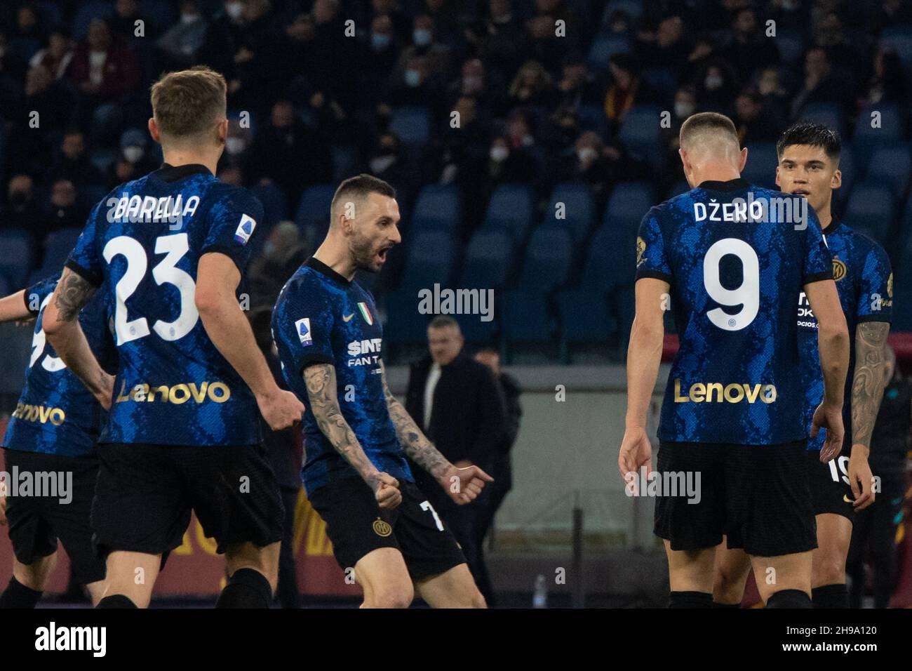 Rome, Italy. 4th December, 2021. Edin Dzeko of Inter celebrates after ...