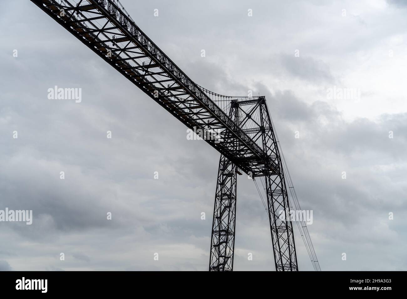 Transporter Bridge over the Charente river under a cloudy sky. National ...