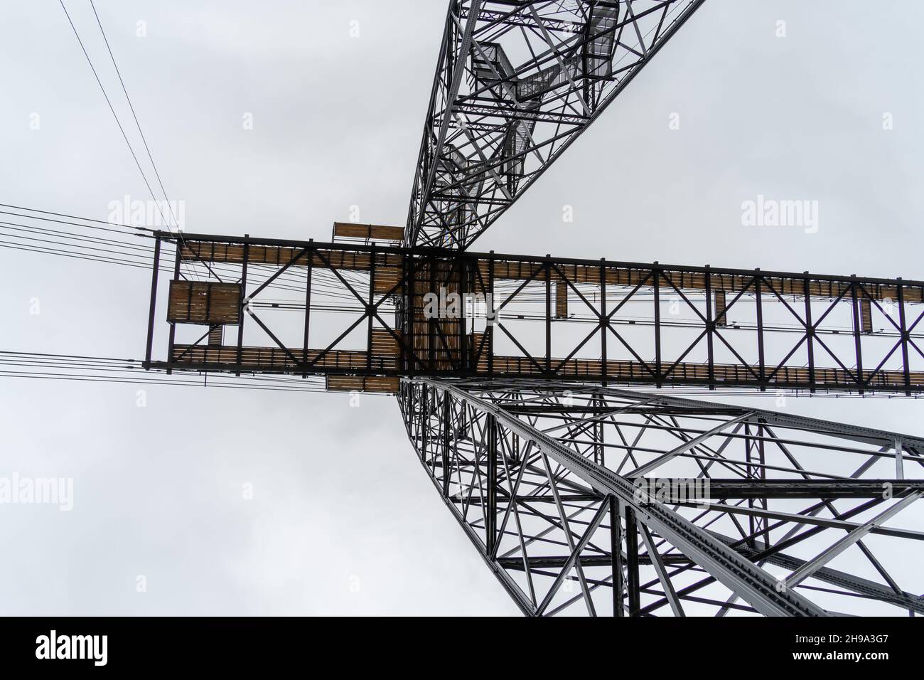 Transporter Bridge over the Charente river under a cloudy sky. National ...