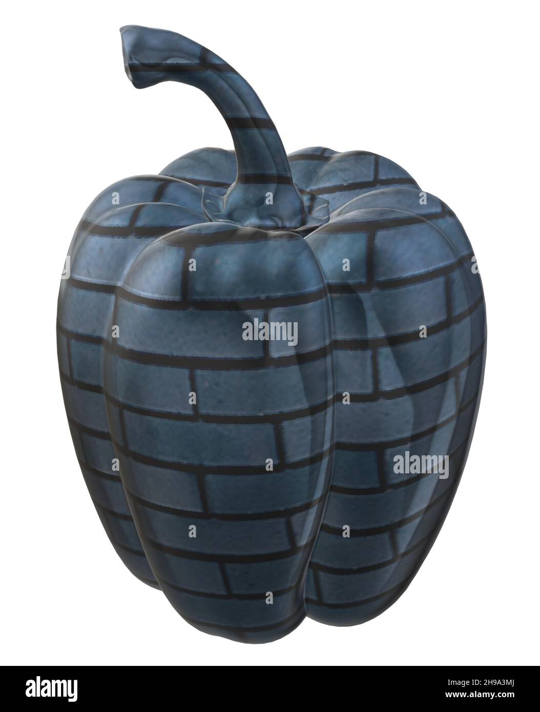 Blue Rectangular Blocks Brick Pattern Bell Pepper Shiny Metal ...