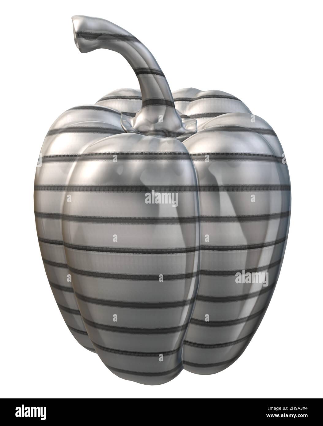 Silver Black Strips Bell Pepper Shiny Metal Decoration Figurine Stock ...