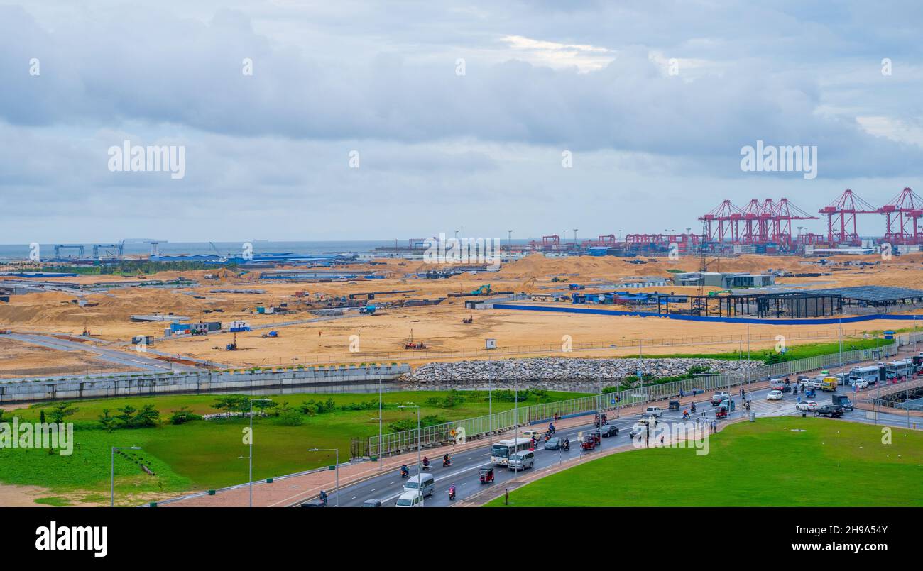 bird view of the new developing port city project in Sri Lanka Stock ...