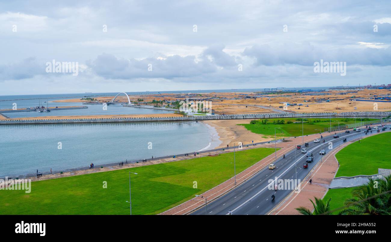 bird view of the new developing port city project in Sri Lanka Stock ...