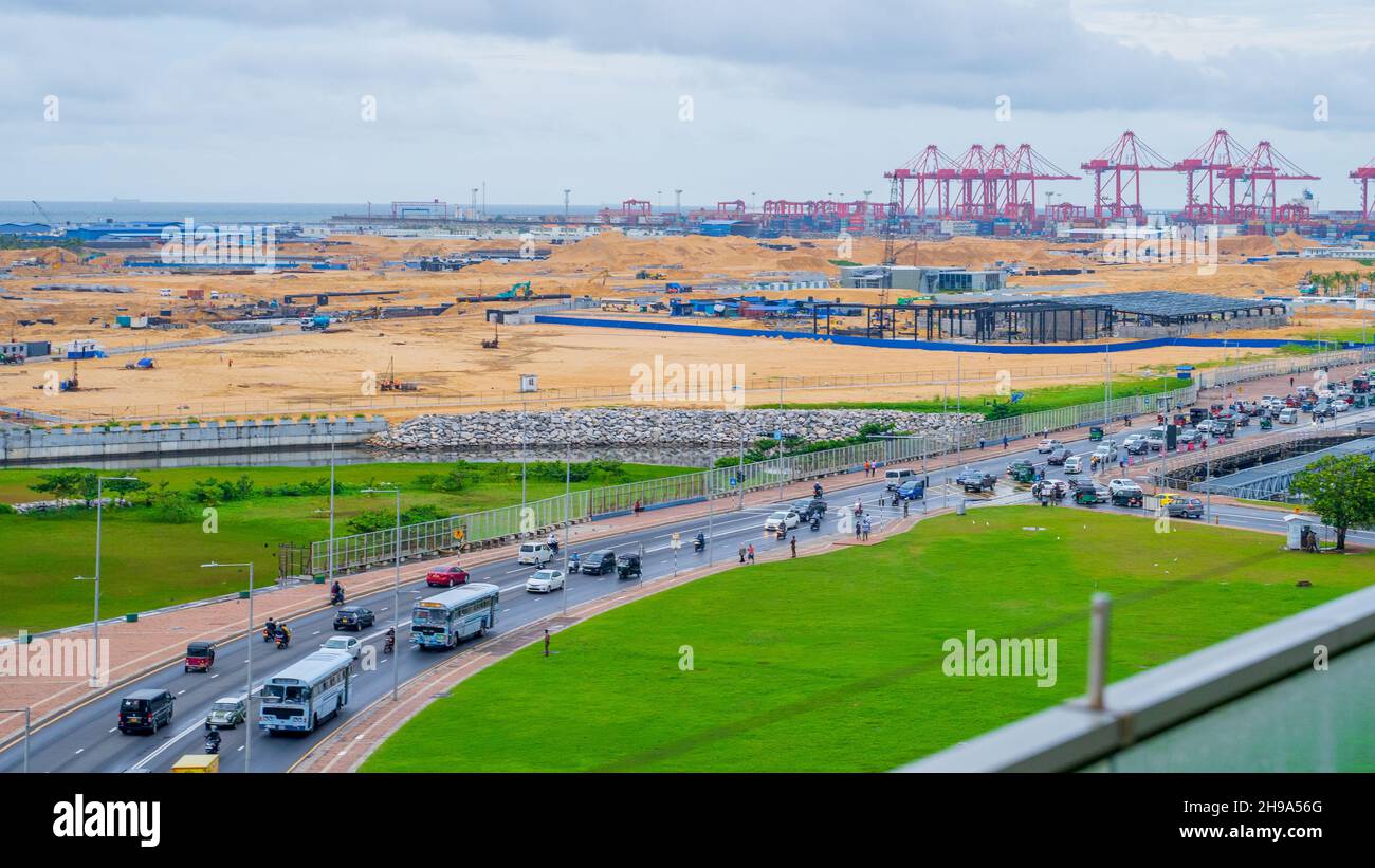 bird view of the new developing port city project in Sri Lanka Stock ...