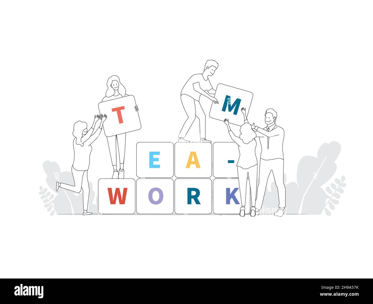Teamwork illustration. Team work communication, partnership vector ...
