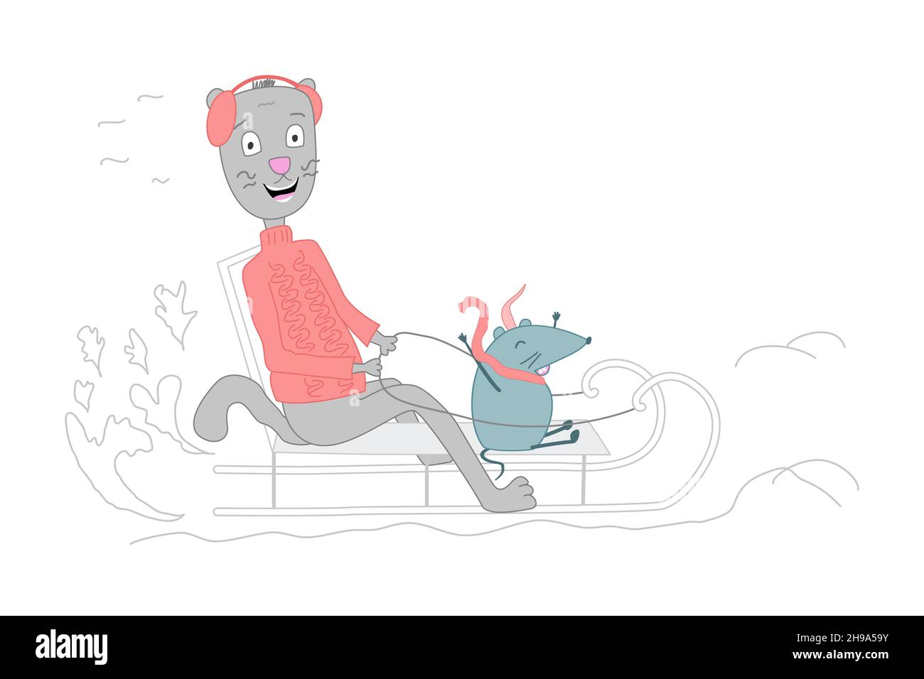 With mouse in winter Stock Vector Images - Alamy