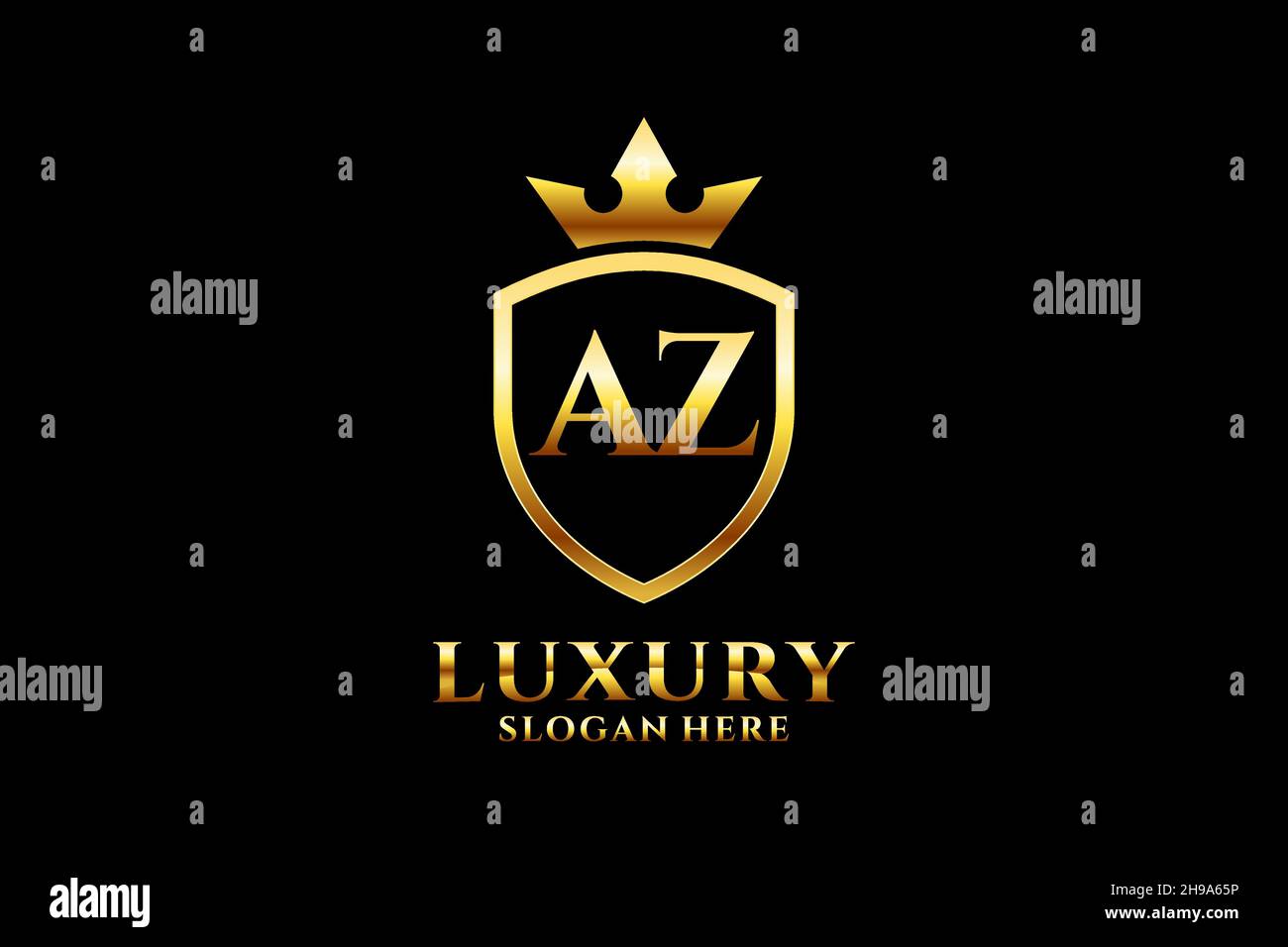 AZ elegant luxury monogram logo or badge template with scrolls and ...