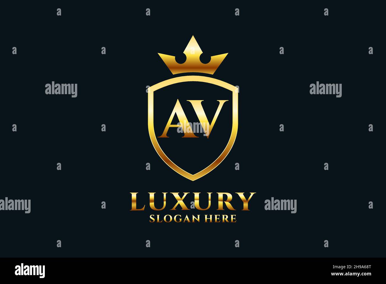 AV elegant luxury monogram logo or badge template with scrolls and royal crown - perfect for ...