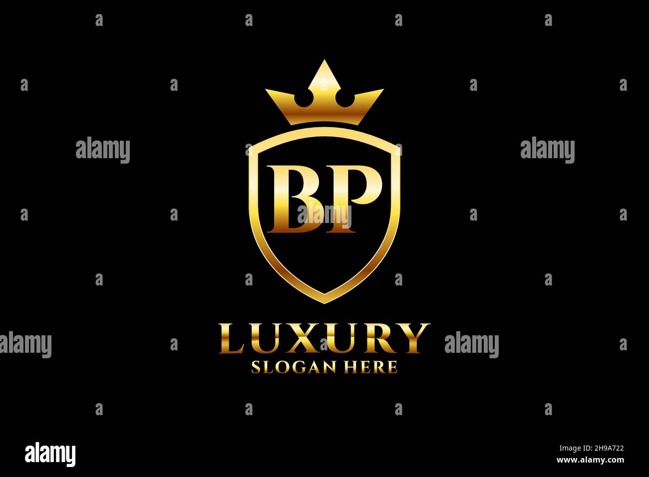 BP elegant luxury monogram logo or badge template with scrolls and ...