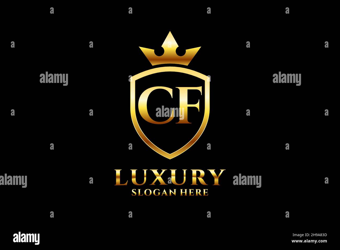 CF elegant luxury monogram logo or badge template with scrolls and ...