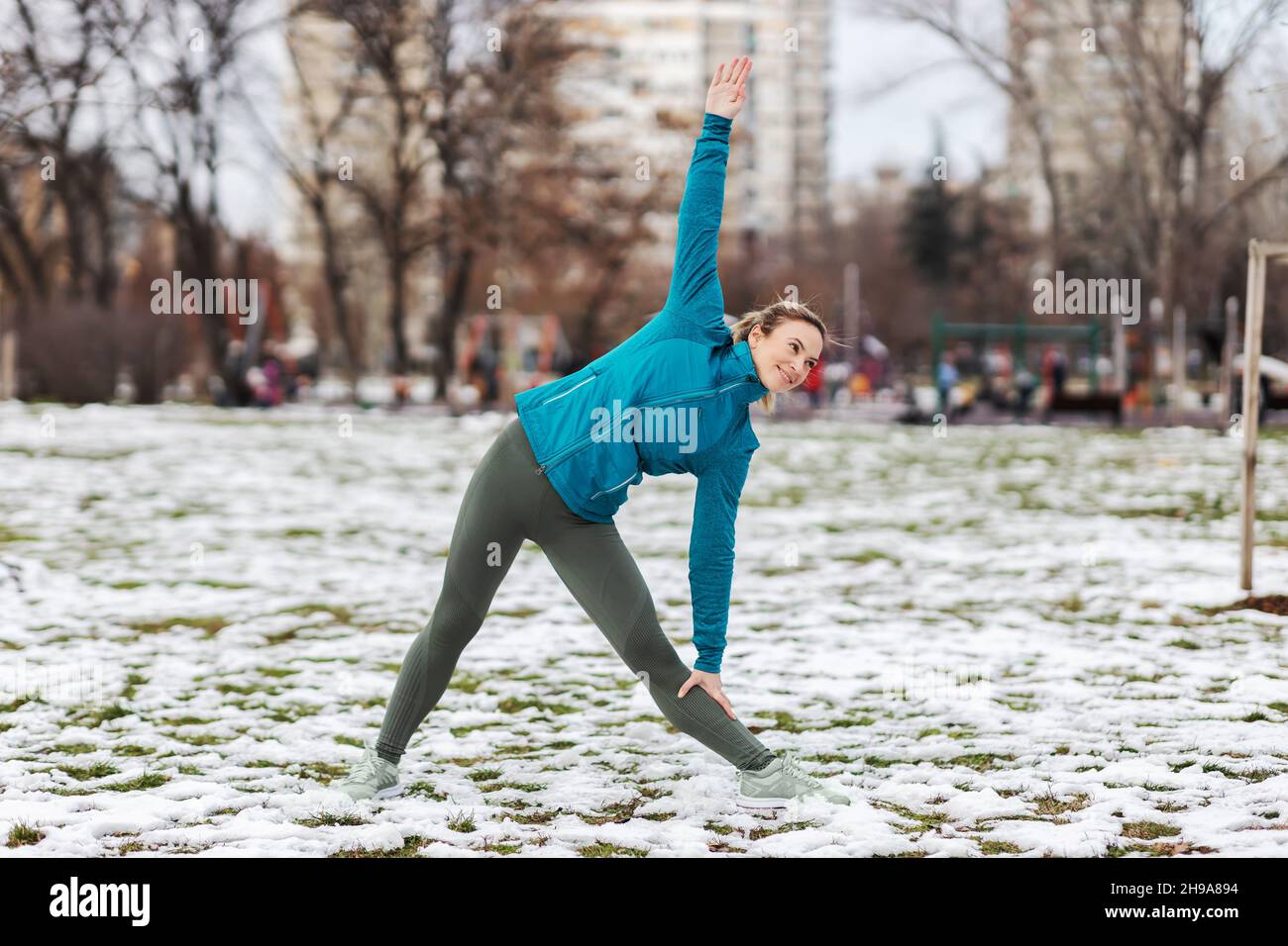 Girl doing physical exercises arms hi-res stock photography and images ...